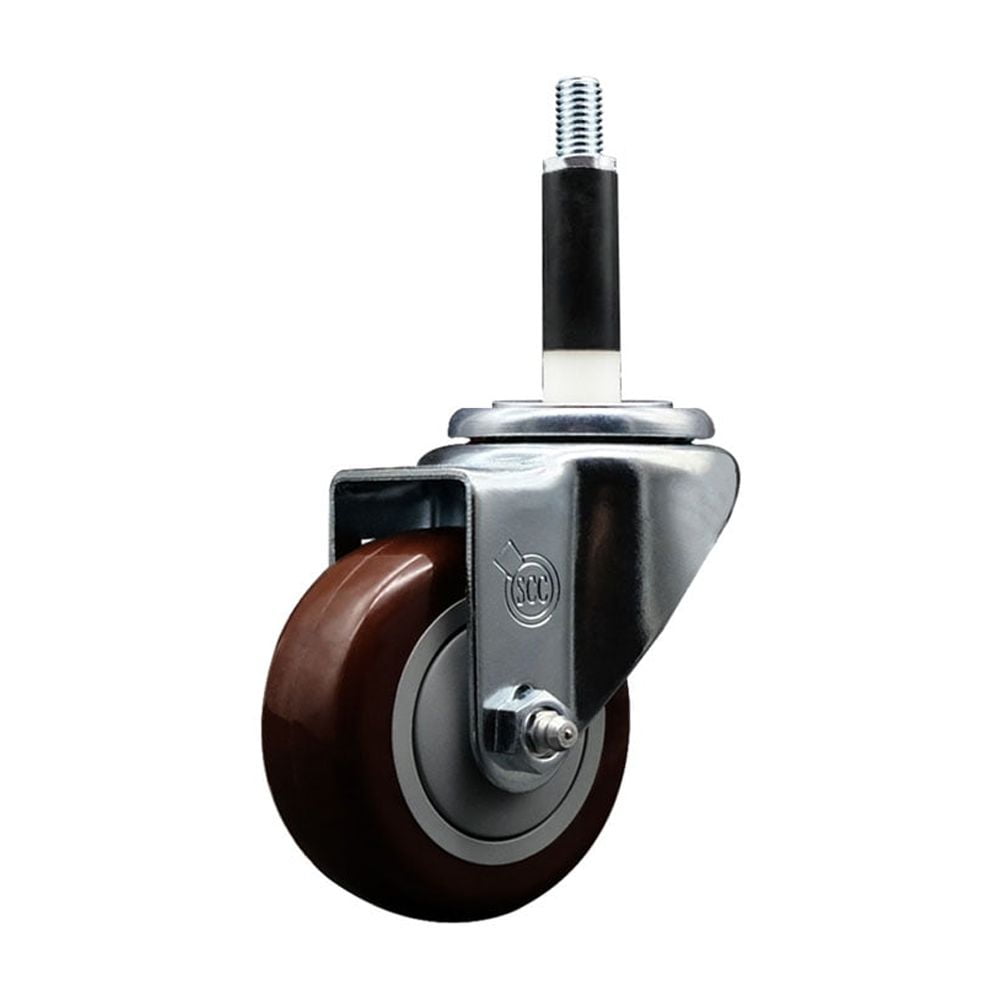 3 Inch Maroon Poly Wheel Swivel 7/8 Inch Expanding Stem Caster SCC ...