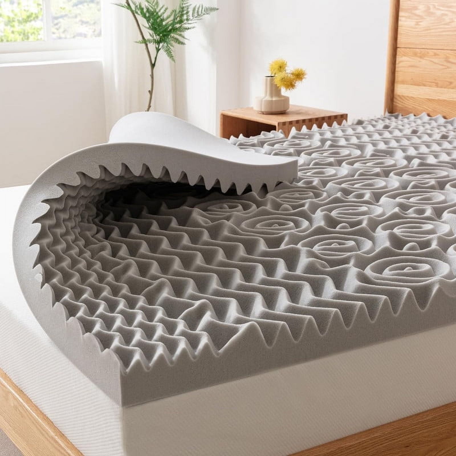 3 Inch Mattress Topper, 7-Zone Memory Foam Mattress Topper for Back ...