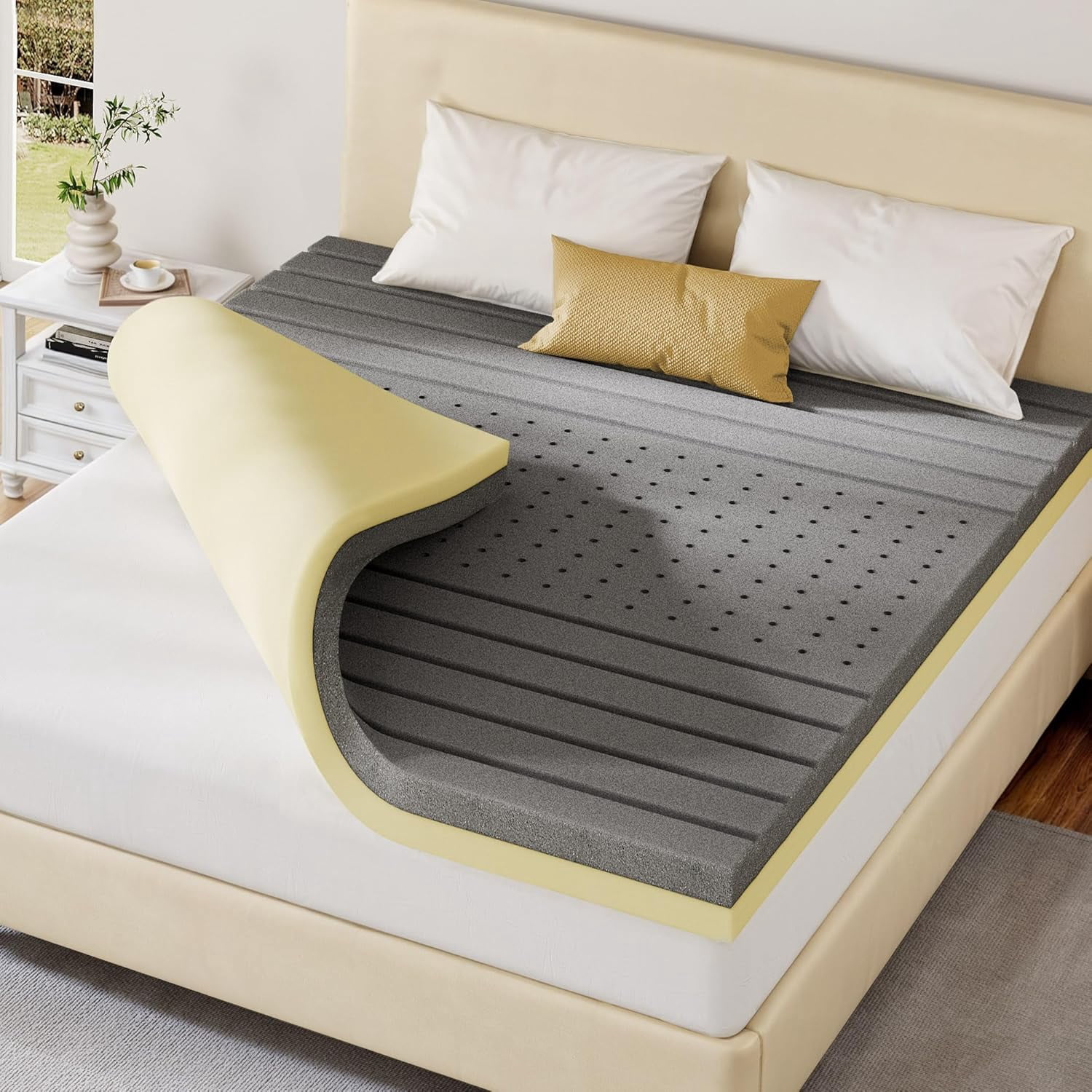 3 Inch Mattress Topper Full - Cooling Gel Memory Foam Egg Crate ...