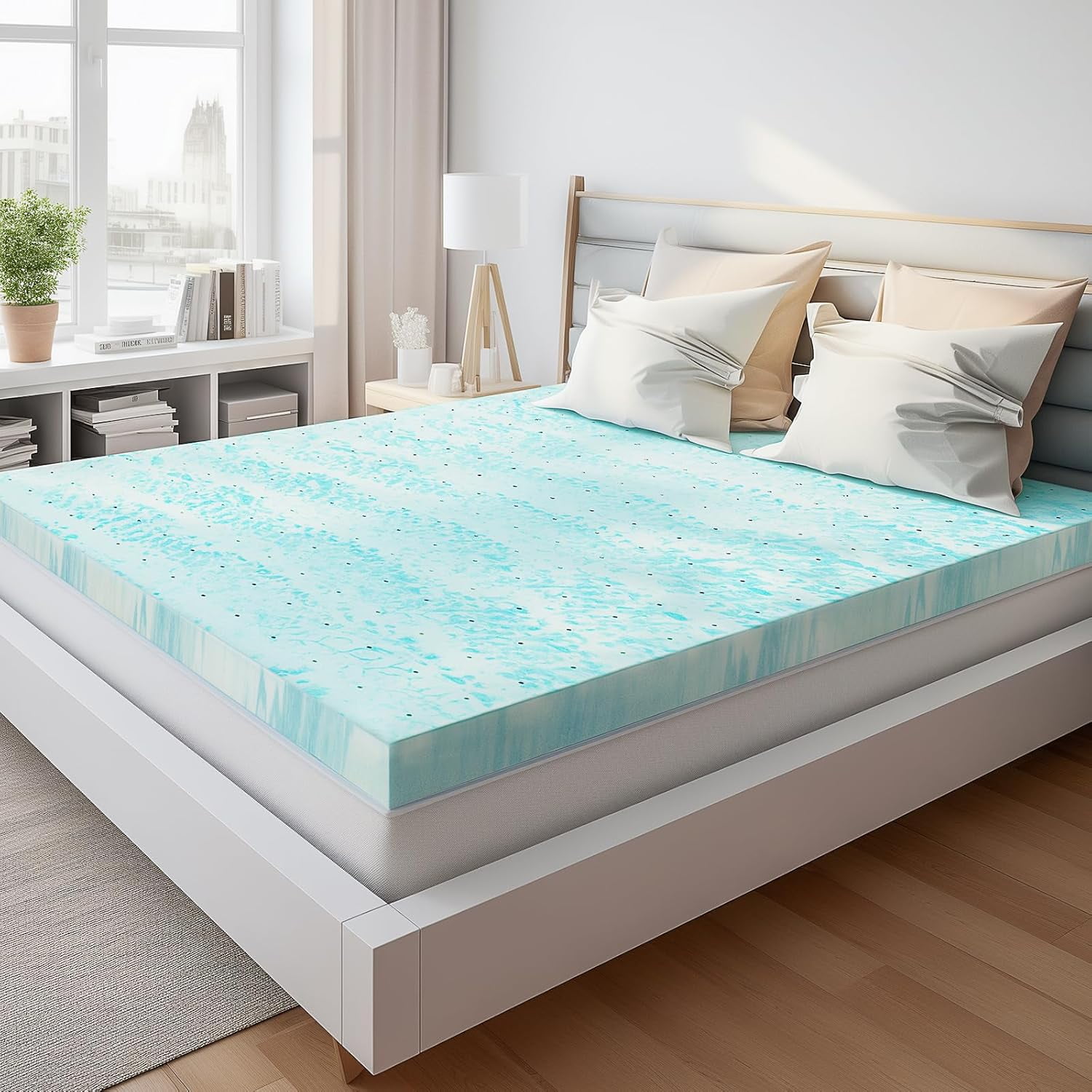 3 Inch Mattress Topper Queen Size, Gel Memory Foam Mattress Pad ...