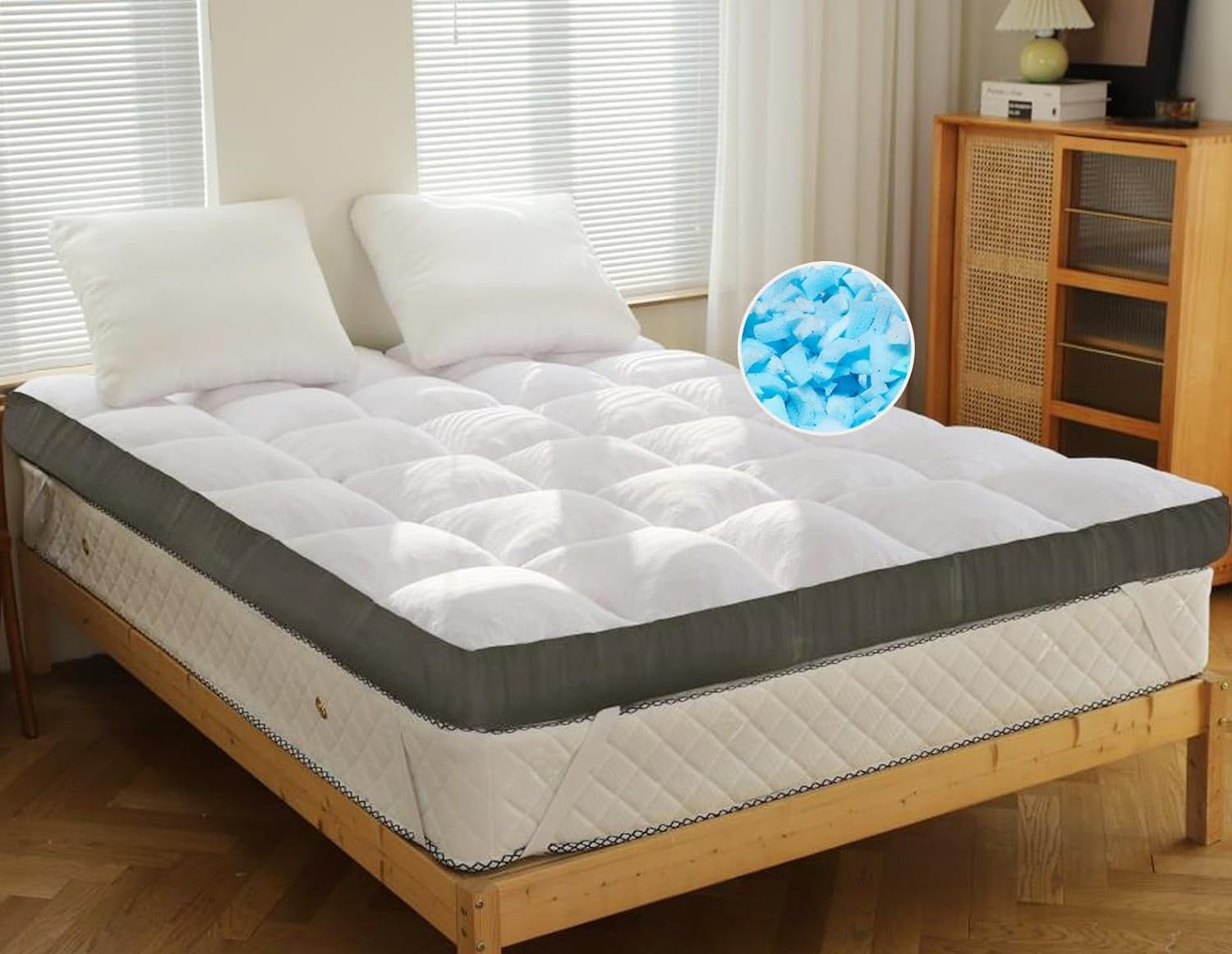 3 Inch Memory Foam Mattress Topper Full Size Memory Foam Filled Bamboo ...