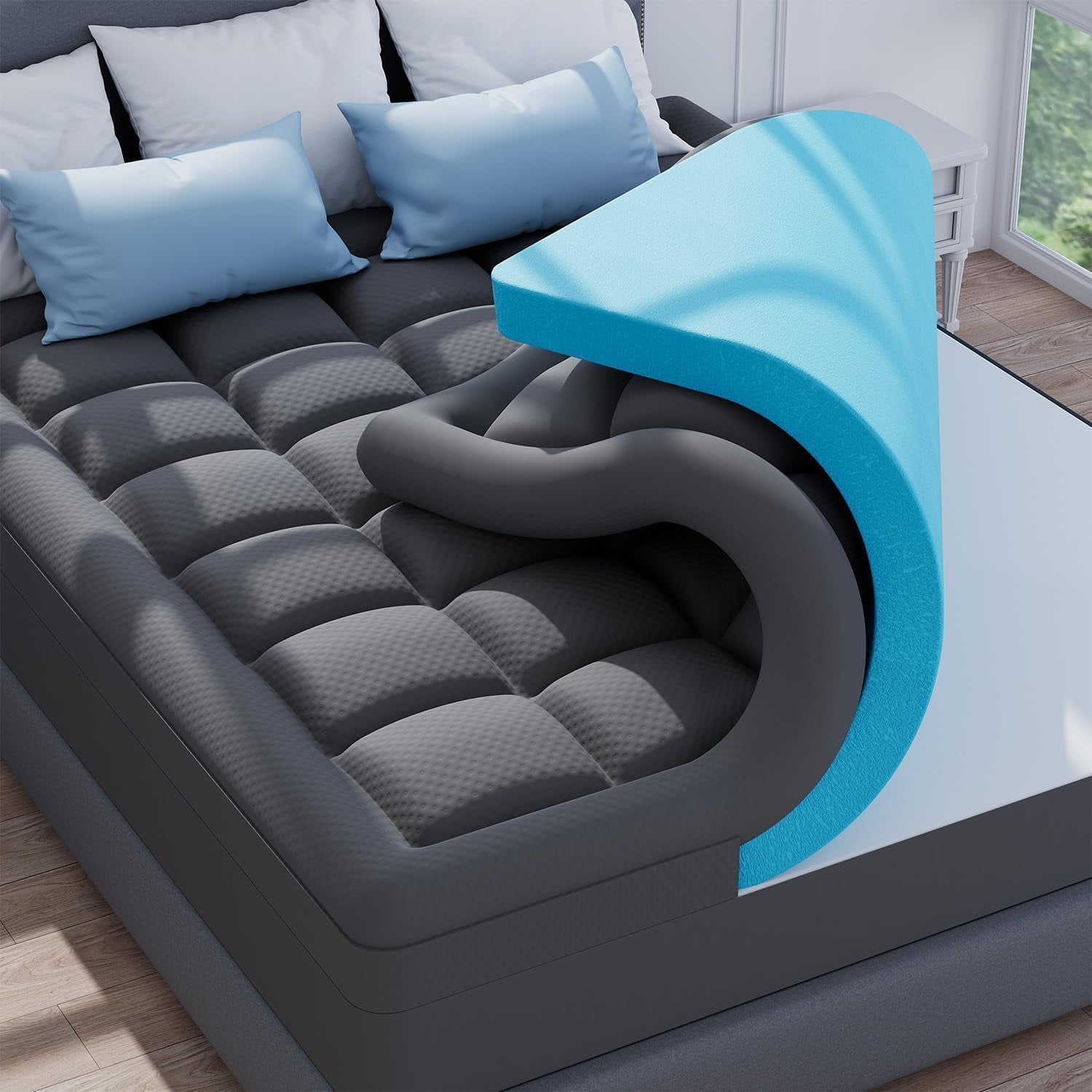 3 Inch Memory Foam Mattress Topper Queen, 2 Inch Cooling Gel Memory ...