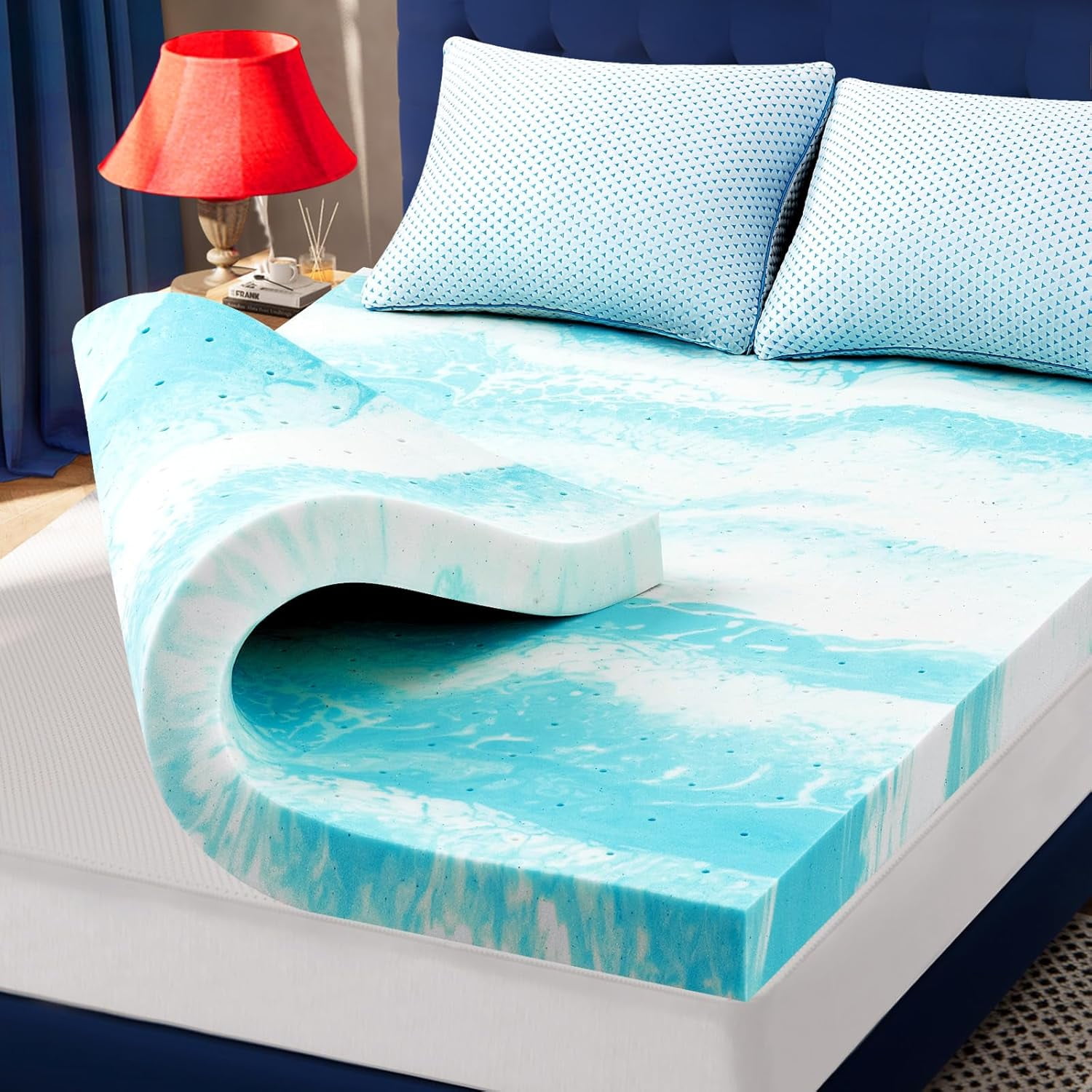 3 Inch Memory Foam Mattress Topper Twin Size, Cooling Gel Infused Swirl ...
