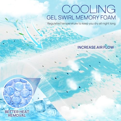 3 Inch Memory Foam Mattress Topper Twin Size, Cooling Gel Infused Swirl ...