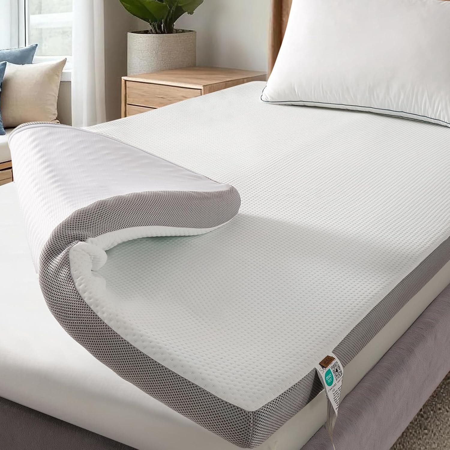 3 Inch Memory Mattress Topper Size with Soft Ventilated Mattress Pad ...