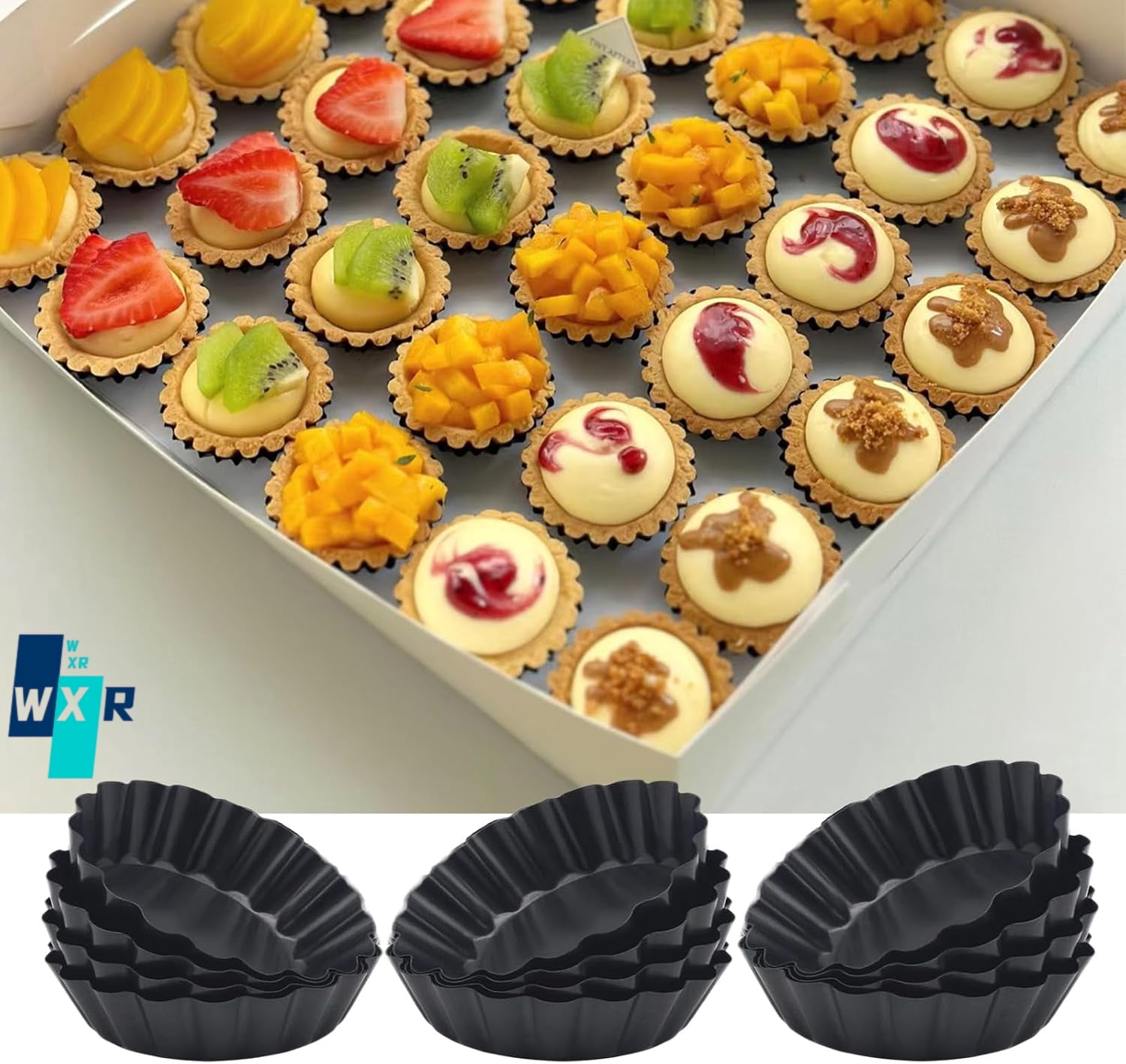 3 Inch Mini Quiche Pans 12 Pack, Round Egg Tart Molds with Removable ...