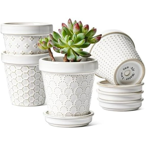 3 Inch Mini Succulent Pots - Very Small Ceramic Planter with Saucer ...