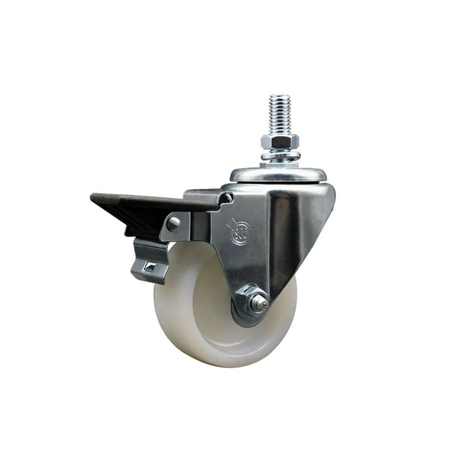 3 Inch Nylon 10MM Threaded Stem Caster with Brake - Walmart Business ...