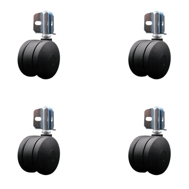 3 Inch Nylon Twin Wheel Casters with Corner Mounting Bracket – Set of 4 ...