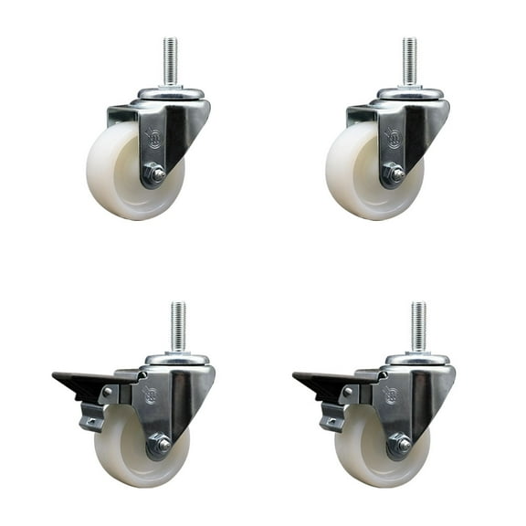 4 Inch Phenolic Wheel Swivel 5/8 Inch Threaded Stem Caster Set 2 Brakes ...