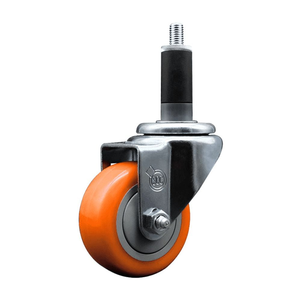 3 Inch Orange Poly Wheel Swivel 1-1/8 Inch Expanding Stem Caster SCC ...