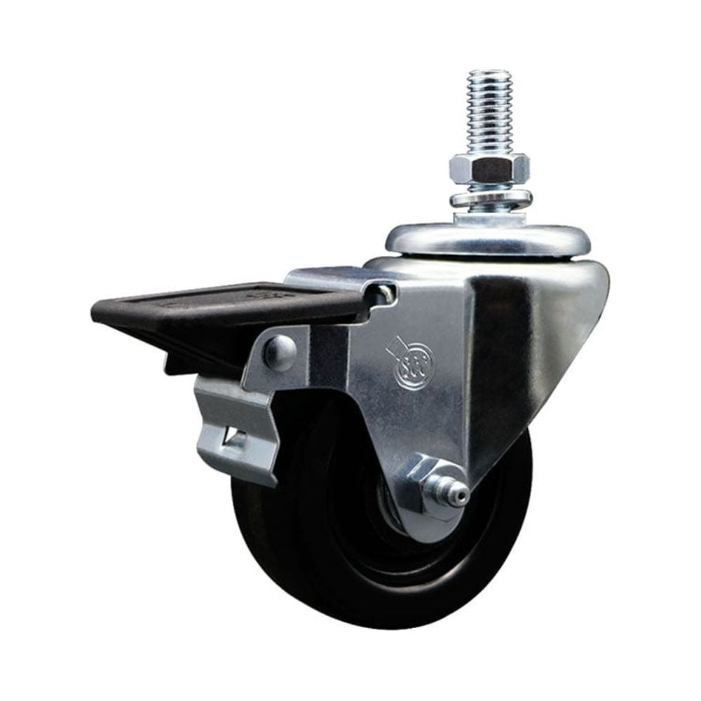 3 Inch Phenolic 10MM Threaded Stem Caster with Brake - Walmart.com