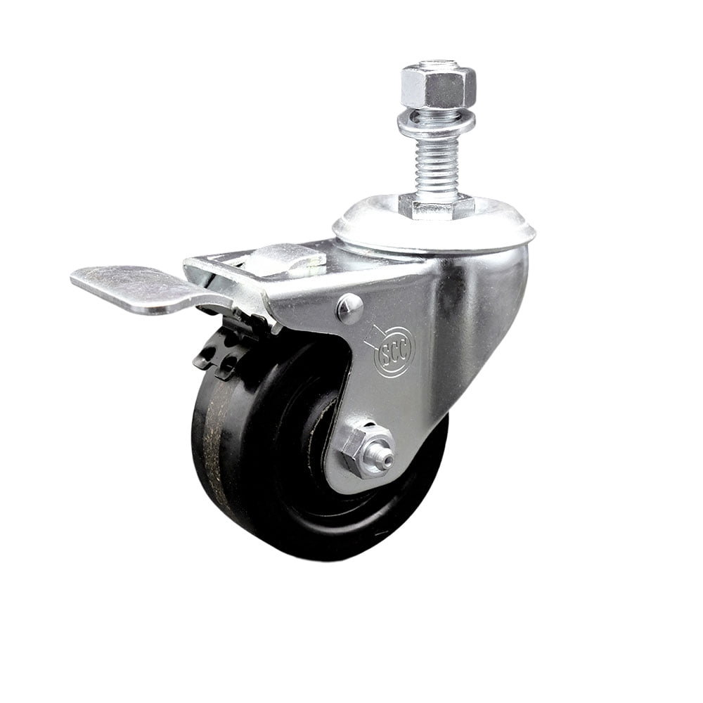 3 Inch Phenolic Swivel 12mm Threaded Stem Caster with Total Lock Brake ...