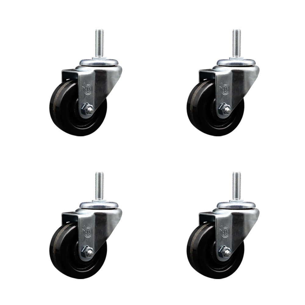 3 Inch Phenolic Wheel Swivel 5/8 Inch Threaded Stem Caster Set Service ...