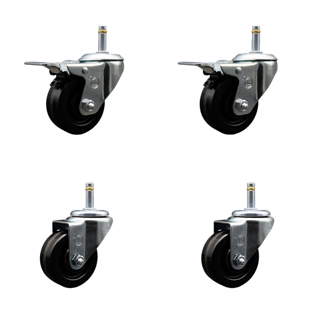 3 Inch Phenolic Wheel Swivel 7/16 Inch Grip Ring Stem Caster Set 2 ...