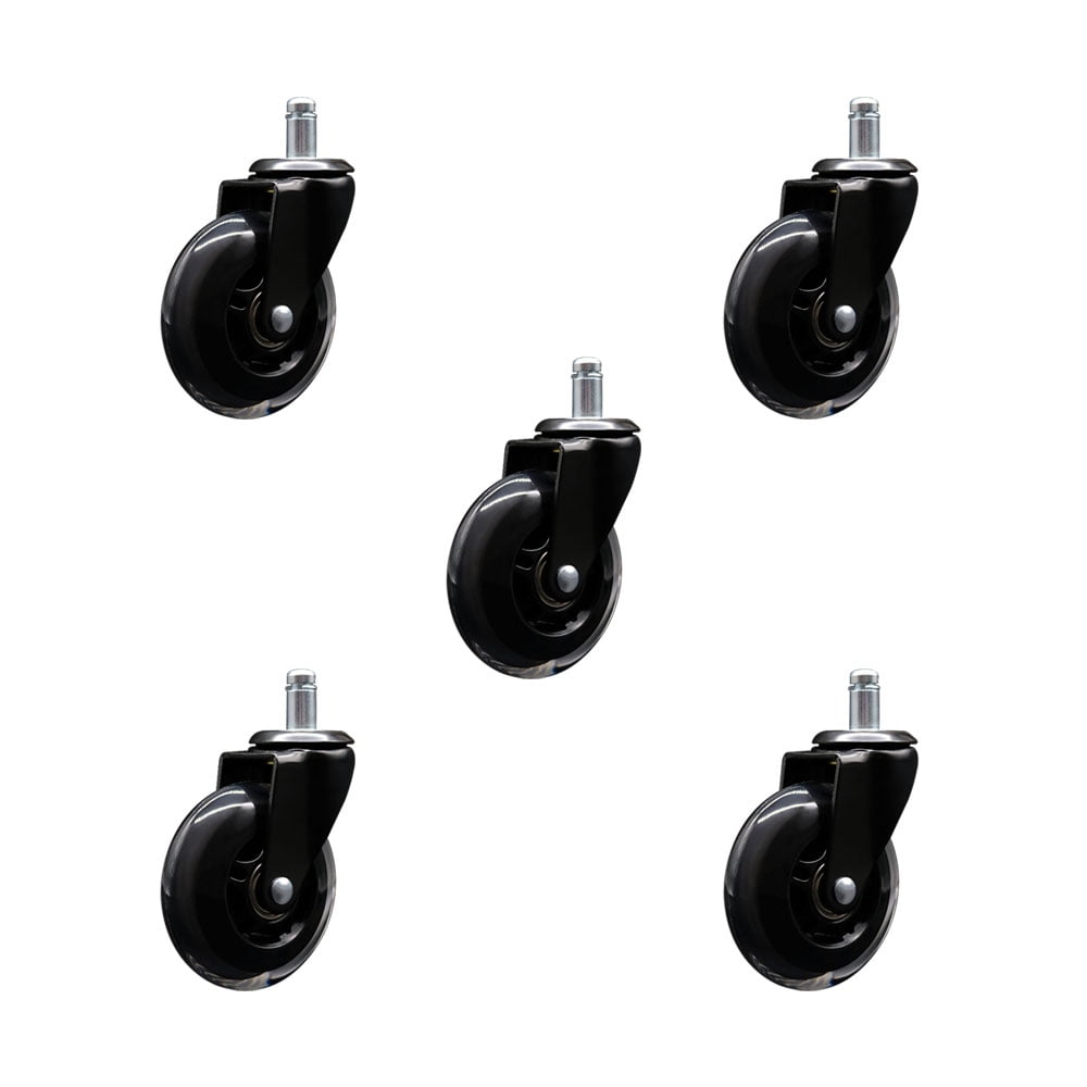 3 Inch Polyurethane 7/8 Inch Grip Ring Stem Casters Set 5 - Walmart.com