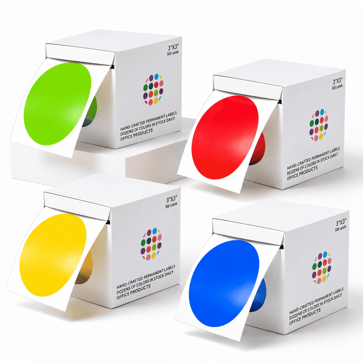 3 Inch Round Color-code Circle Dot Sticker Label, 4 Colors, 4 Rolls ...