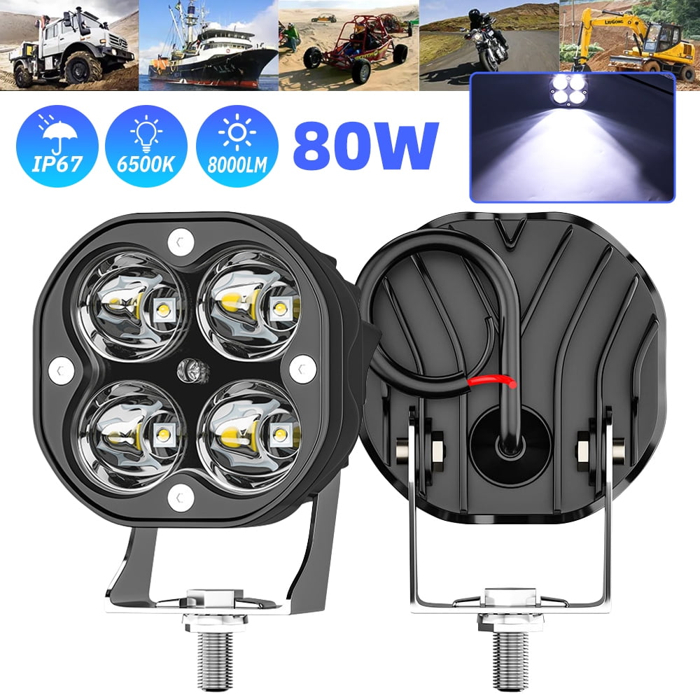 3 Inch Round LED Off Road Driving Lights,DFITO 2PCS 9V-36V LED Pods 20W 4800lm, Trucks ATV UTV ...