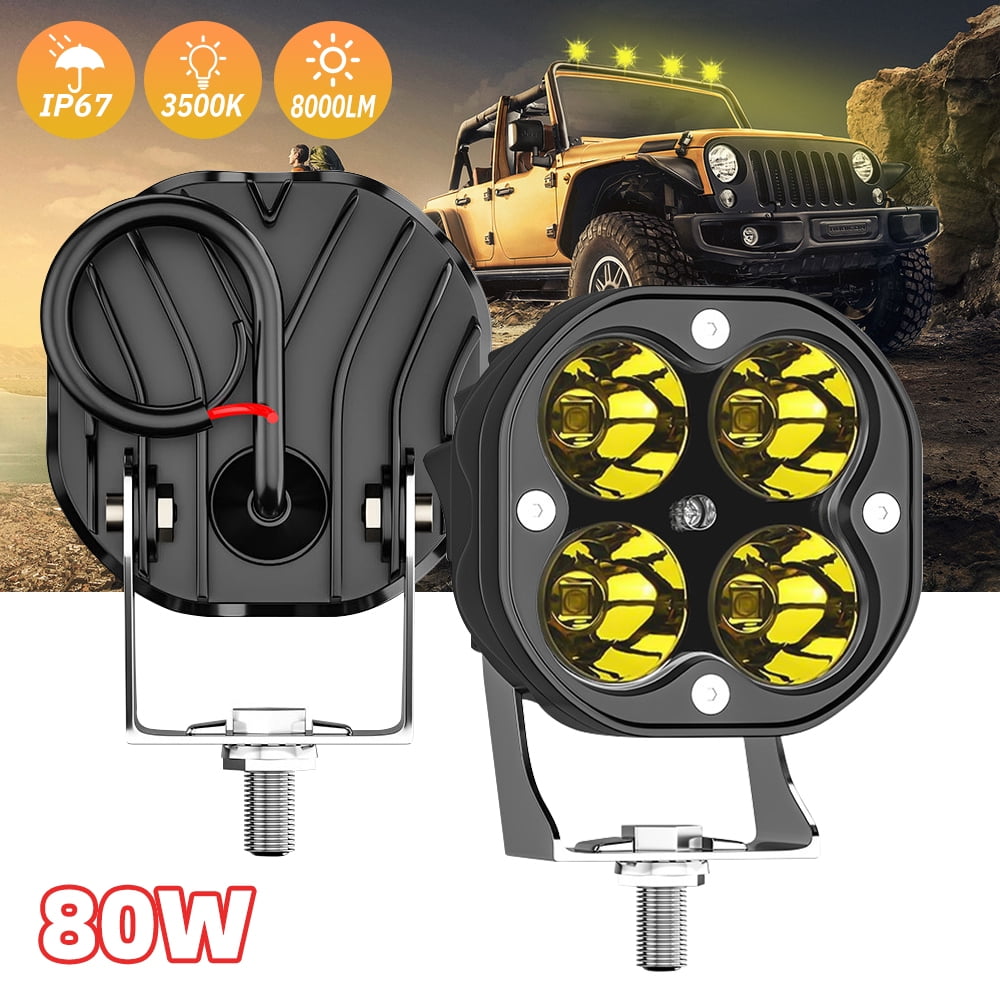 3 Inch Round LED Off Road Driving Lights,Kepeak 2PCS 9V-36V LED Pods 20W 4800lm, Trucks ATV UTV ...