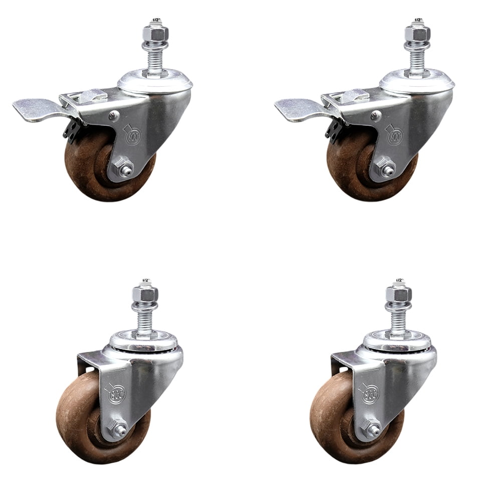 3 Inch SS High Temp Glass Filled Nylon ½ Inch Stem Caster Set 2 Total ...