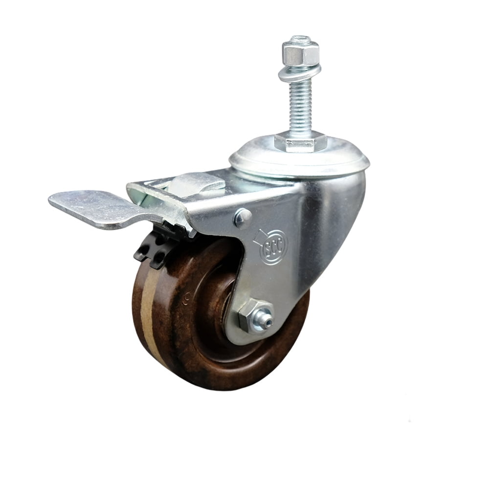 3 Inch SS High Temp Phenolic 10mm Threaded Stem Caster with Total Lock ...