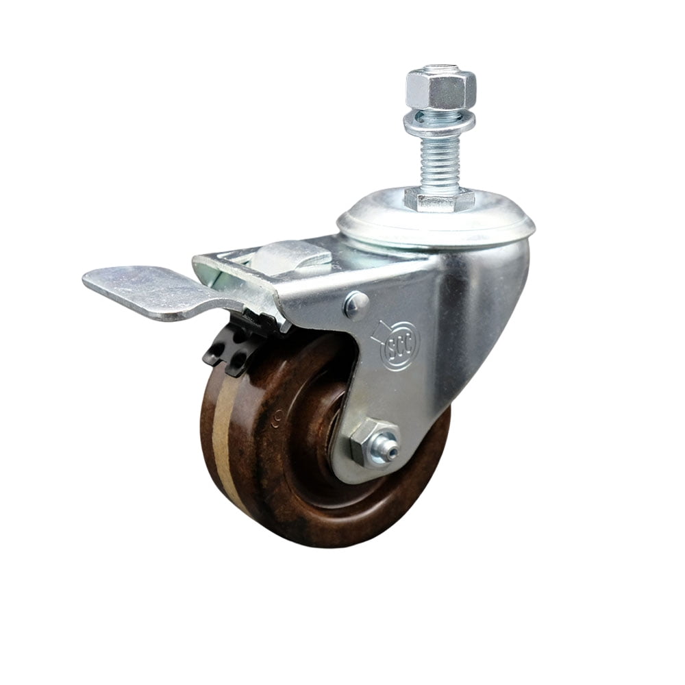 3 Inch SS High Temp Phenolic ½ Inch Threaded Stem Caster with Total ...
