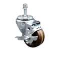 3 Inch SS High Temp Phenolic Swivel 3/8 Inch Threaded Stem Caster with ...