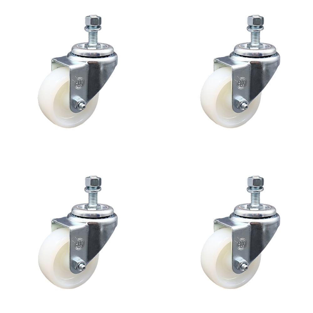 3 Inch SS Nylon Wheel Swivel 10mm Threaded Stem Caster Set Service ...