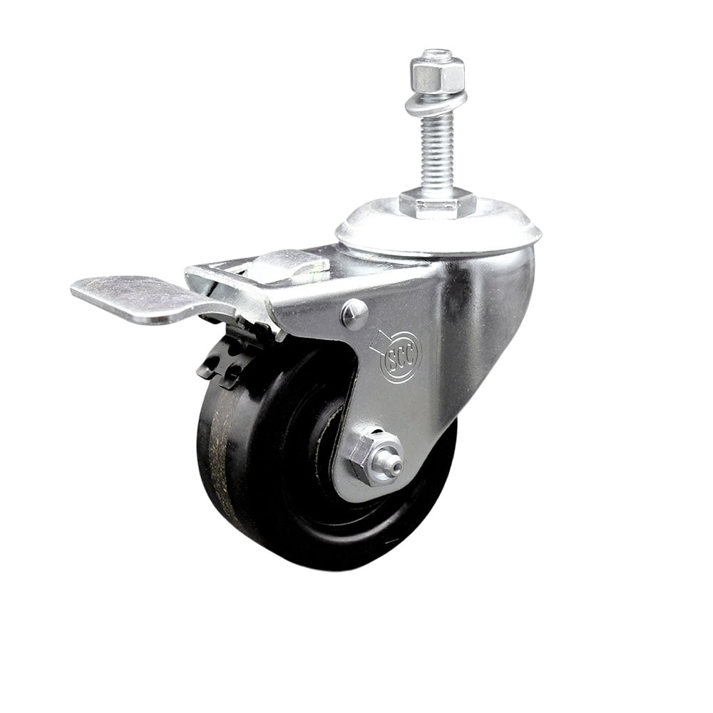 3 Inch SS Phenolic 10mm Threaded Stem Caster with Total Lock Brake SCC ...