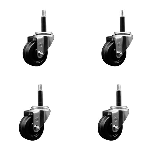 3 Inch SS Phenolic Wheel Swivel 3/4 Inch Expanding Stem Caster Set SCC ...