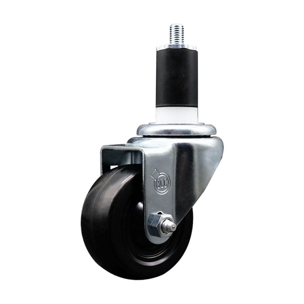 3 Inch Soft Rubber Wheel Swivel 1-1/2 Inch Expanding Stem Caster SCC ...