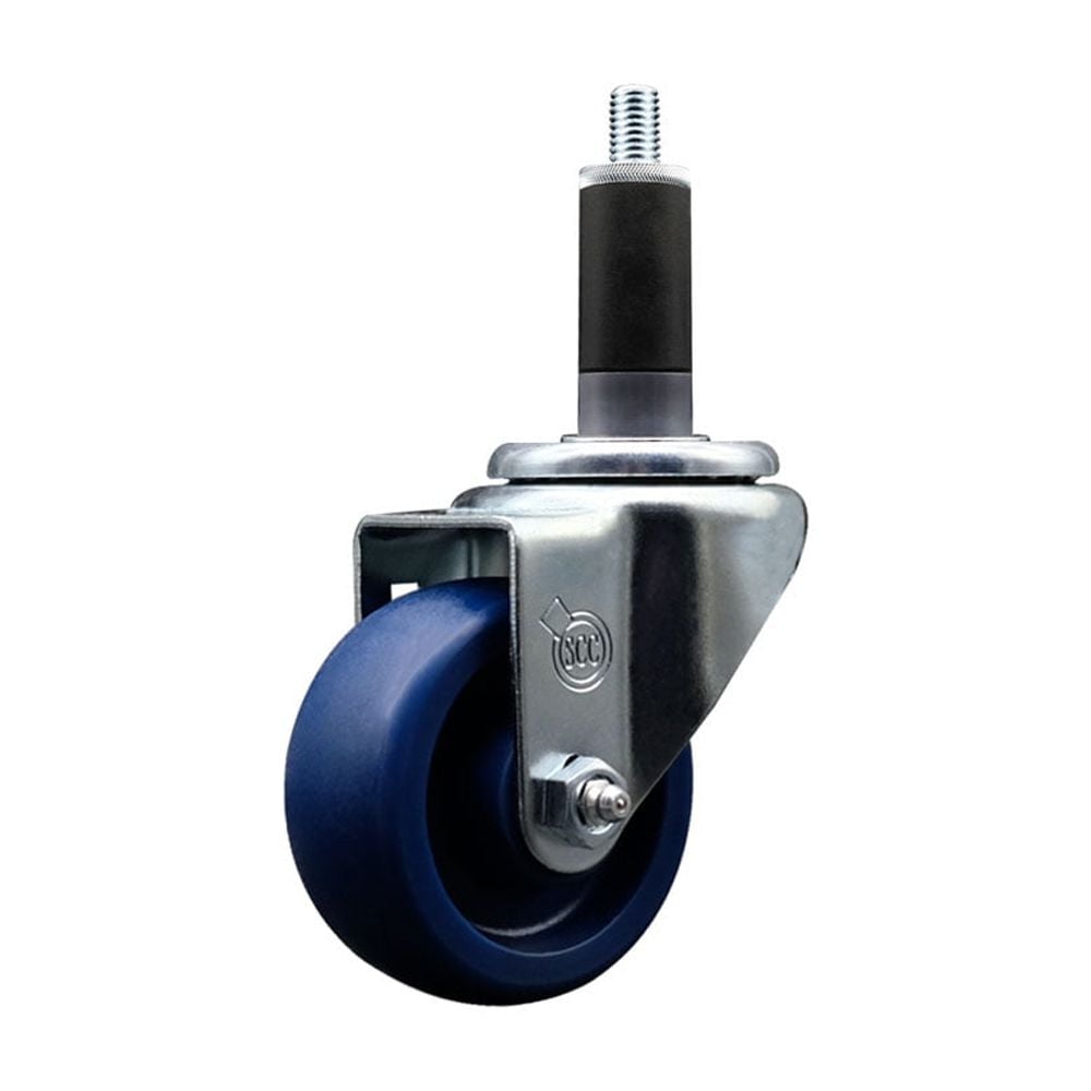 3 Inch SS Solid Poly Wheel Swivel 1-1/8 Inch Expanding Stem Caster SCC ...