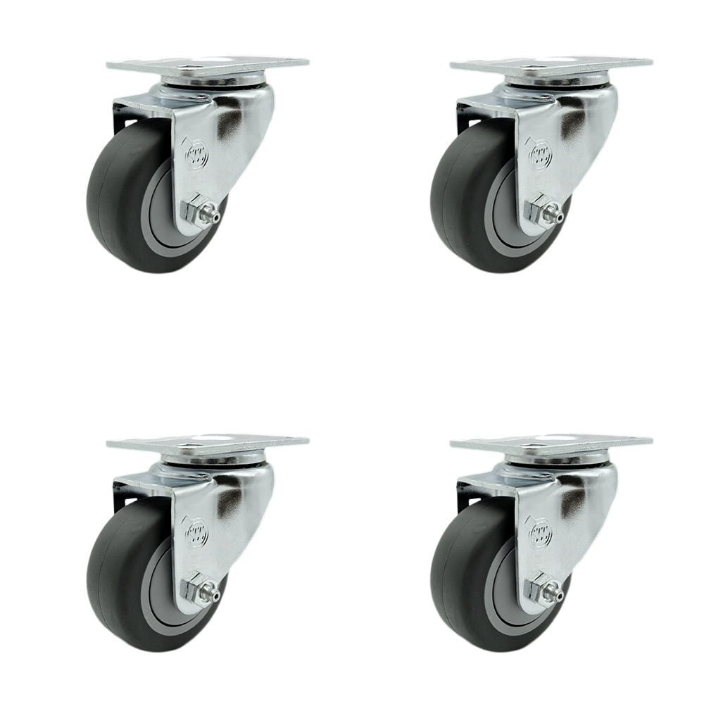 3 Inch SS Thermoplastic Rubber Wheel Swivel Top Plate Caster Set ...