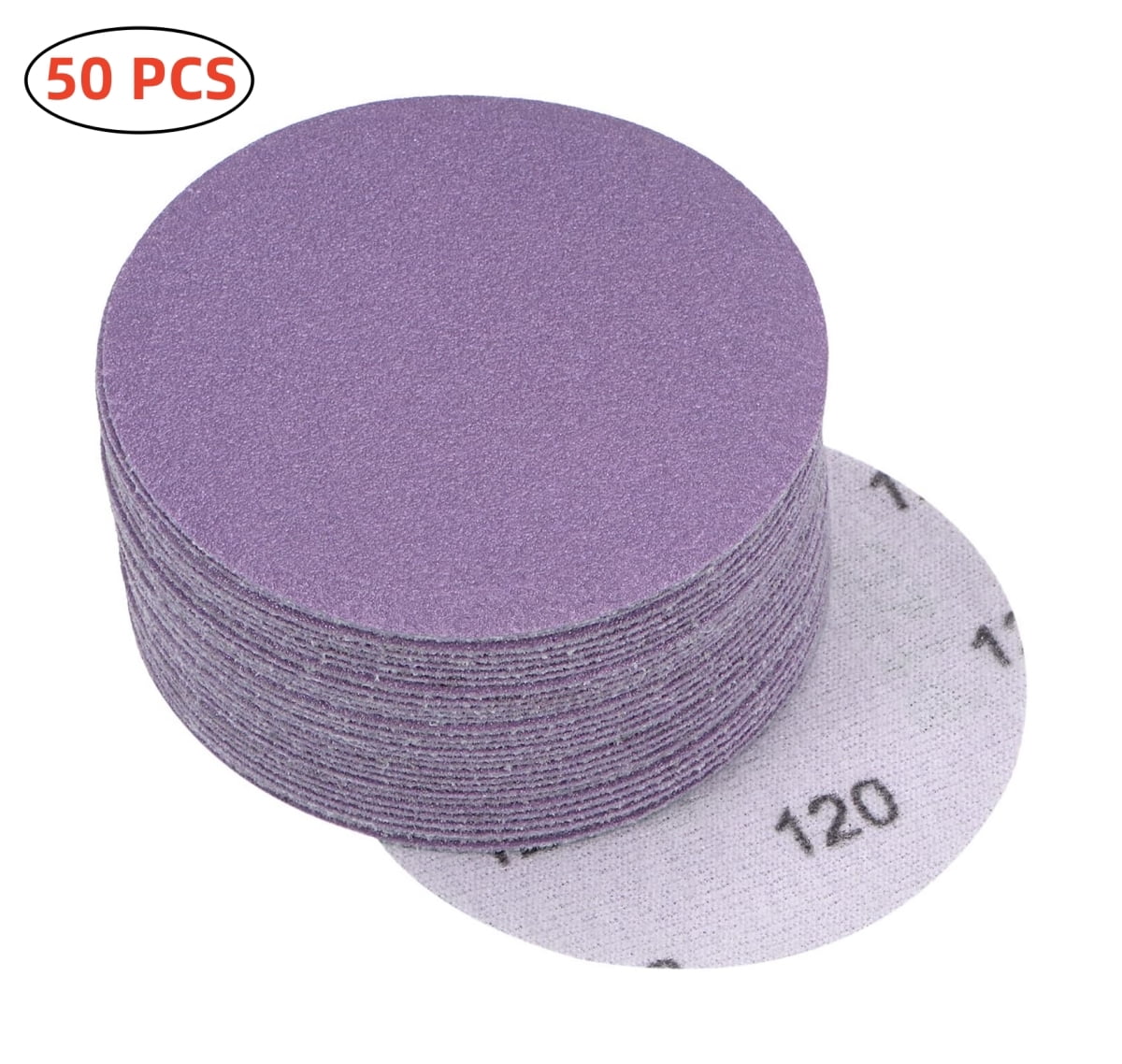 50Pcs 3-Inch Purple Sanding Discs 120 Grits Hook and Loop Professional ...