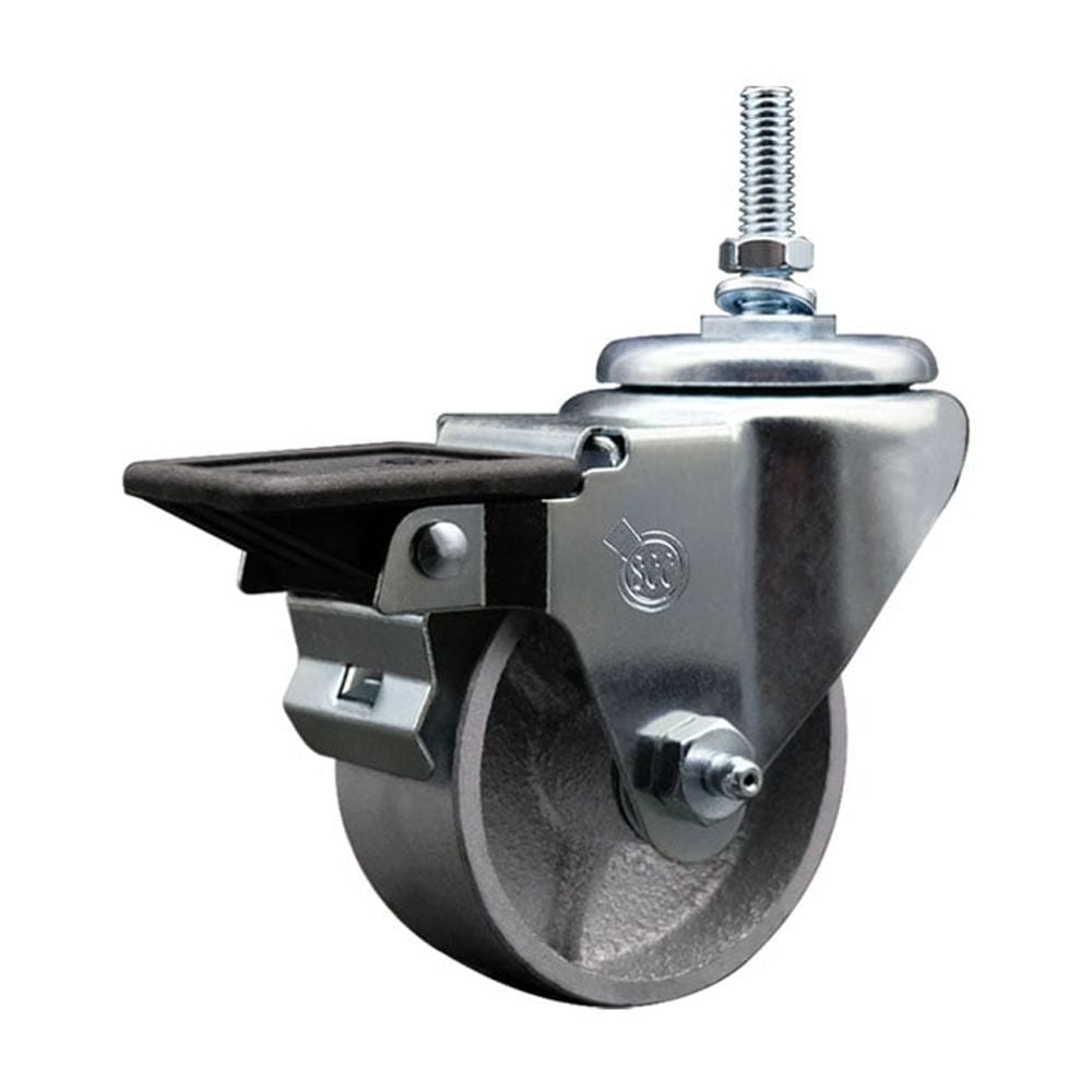 3 Inch Semi Steel 3/8 Inch Threaded Stem Caster with Brake - Walmart.com