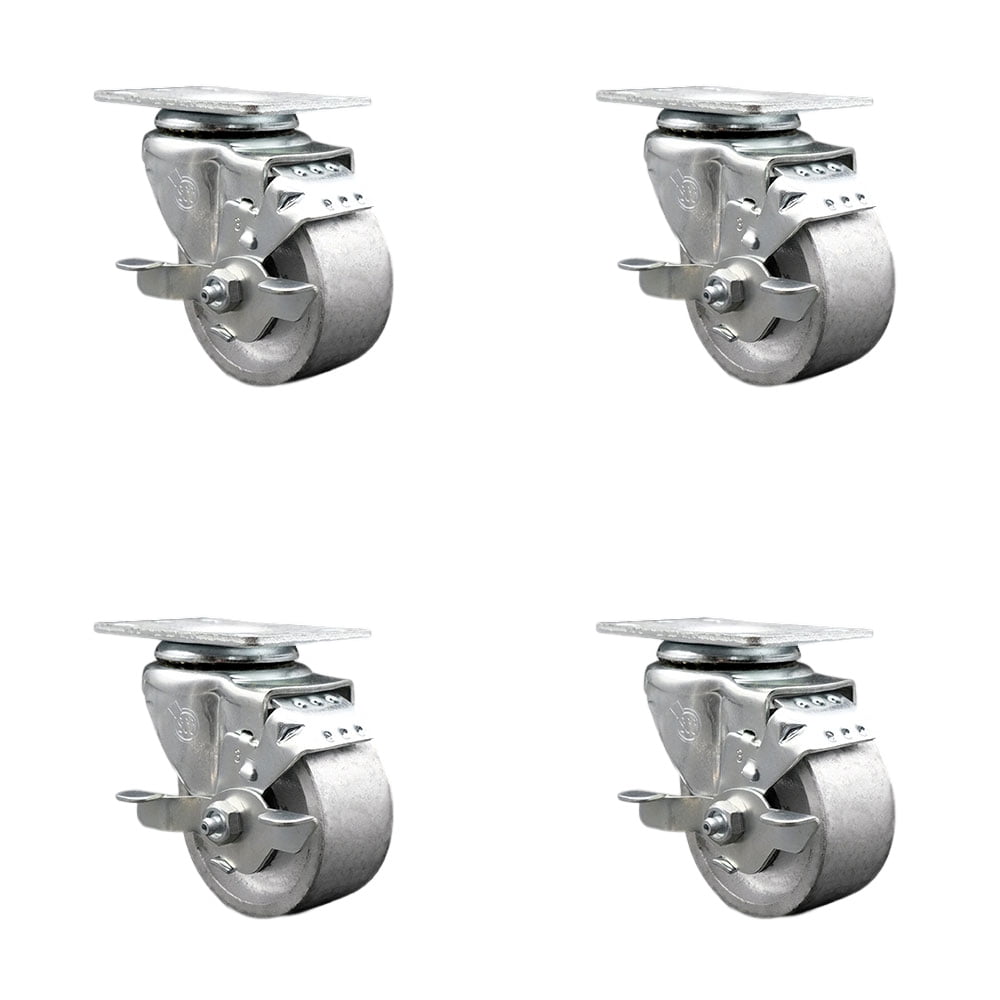 3 Inch Semi Steel Cast Iron Wheel Swivel Top Plate Caster Set with ...