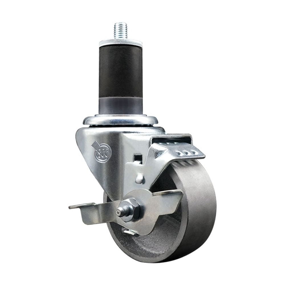 3 Inch Semi Steel Swivel 1-5/8 Inch Expanding Stem Caster with Brake ...