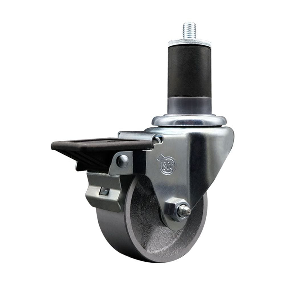 3 Inch Semi Steel Swivel 1-5/8 Inch Expanding Stem Caster with Brake ...