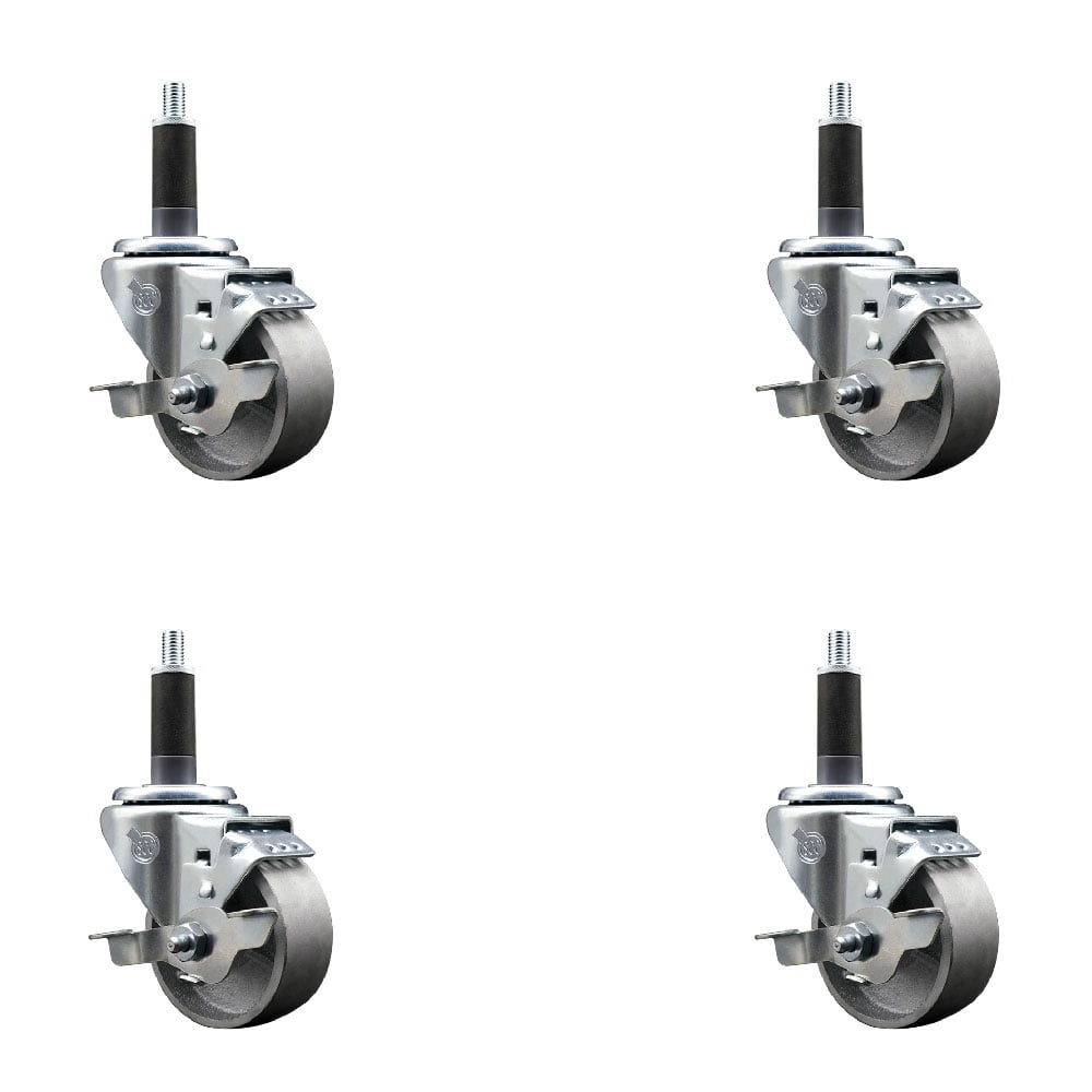 3 Inch Semi Steel Swivel 1 Inch Expanding Stem Caster Set with Brake ...