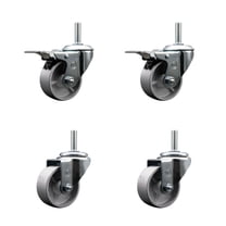 5 Inch Nylon Wheel Swivel 3/8 Inch Threaded Stem Caster Set 2 Total ...