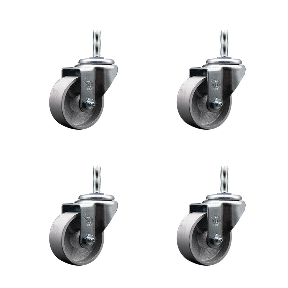 3 Inch Semi Steel Wheel Swivel 3/4 Inch Threaded Stem Caster Set ...