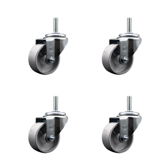 5 Inch Semi Steel Wheel Swivel 5/8 Inch Threaded Stem Caster Set ...