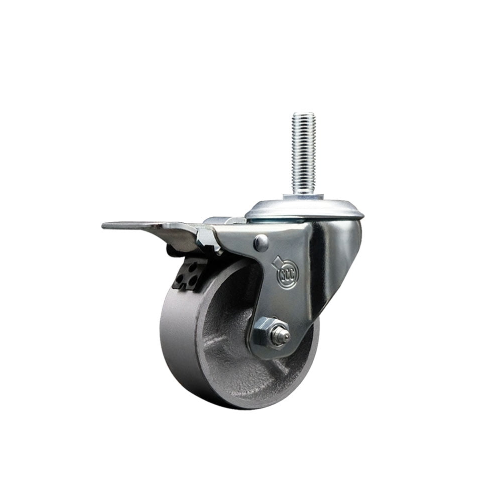 3 Inch Semi Steel Wheel Swivel 5/8 Inch Threaded Stem Caster Total Lock Brake - Walmart.com