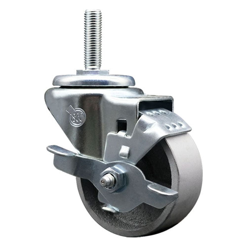3 Inch Semi Steel Wheel Swivel 5/8 Inch Threaded Stem Caster with Brake ...