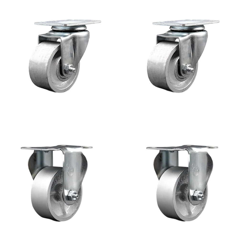 3 Inch Semi Steel Wheel Swivel Top Plate Caster Set with 2 Rigid ...