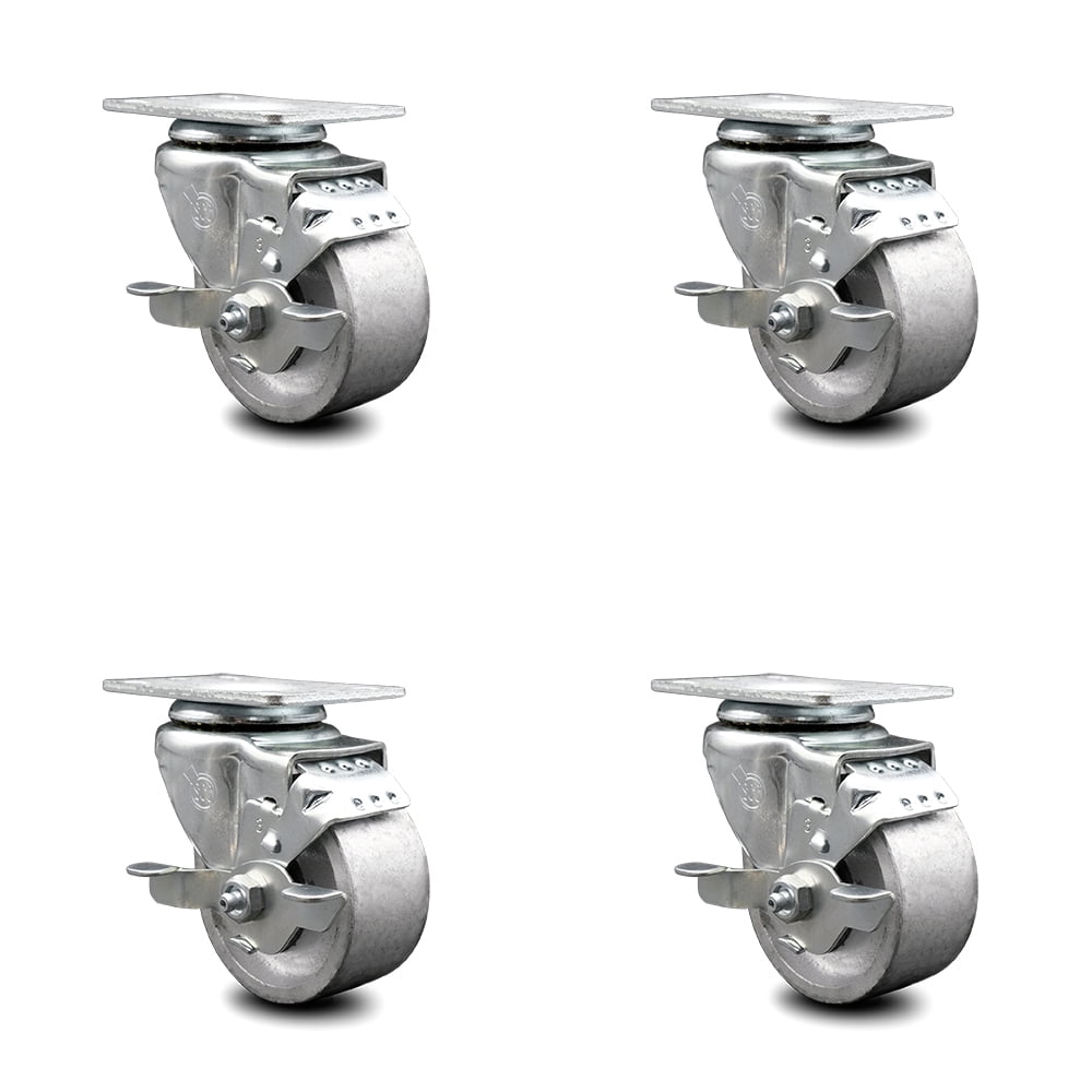 3 Inch Semi Steel Wheel Swivel Top Plate Caster Set with Brake Service ...