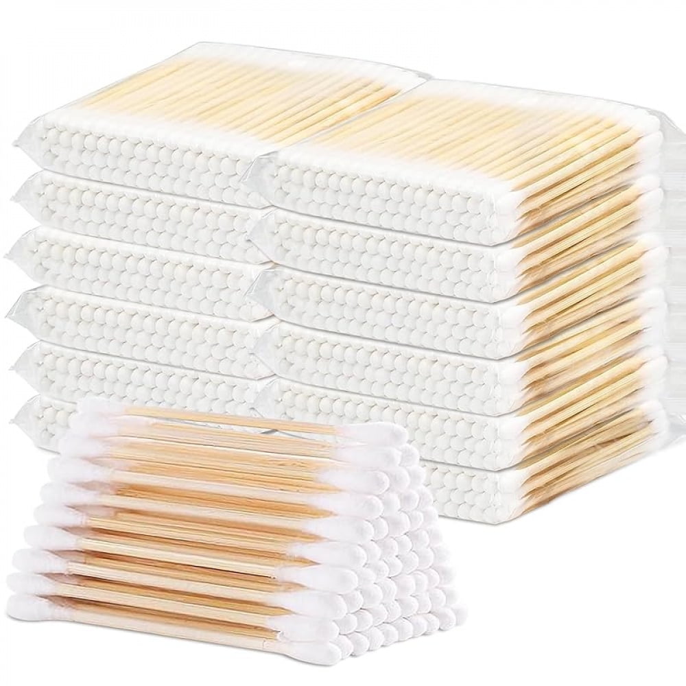 3 Inch Short Bamboo Cotton Swabs 600 Count Double Tipped Cotton Swabs ...
