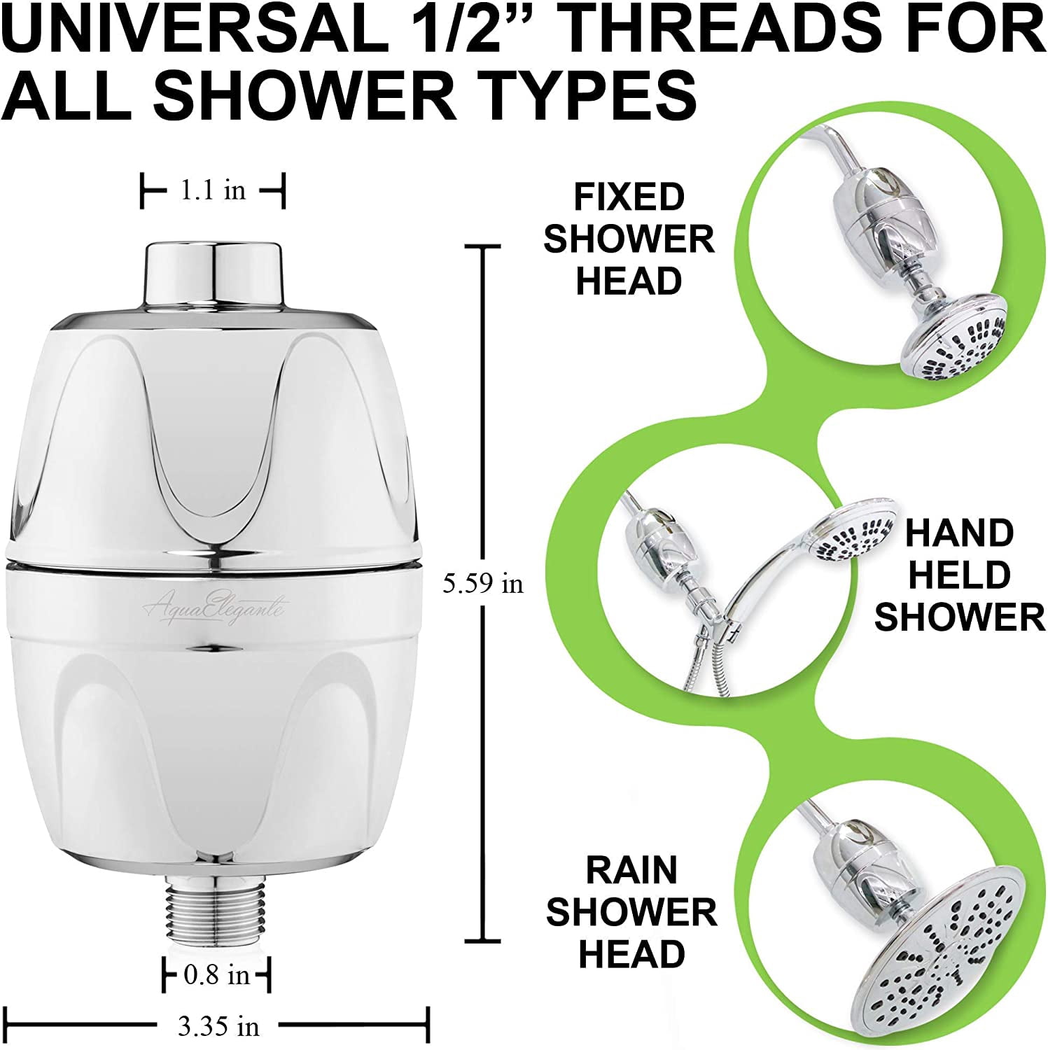 3 Inch Shower Head And Filter - High Pressure Boosting Wall Mount ...