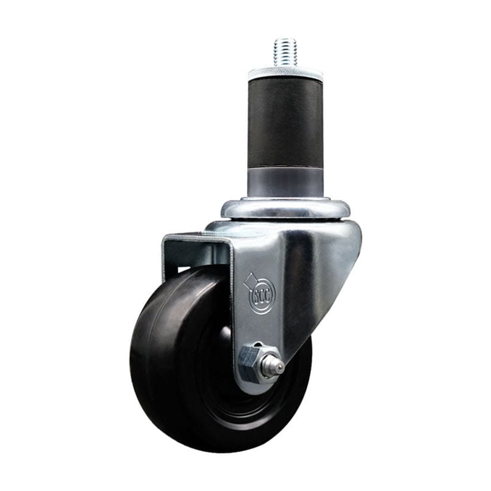 3 Inch Soft Rubber Wheel Swivel 1-5/8 Inch Expanding Stem Caster SCC ...