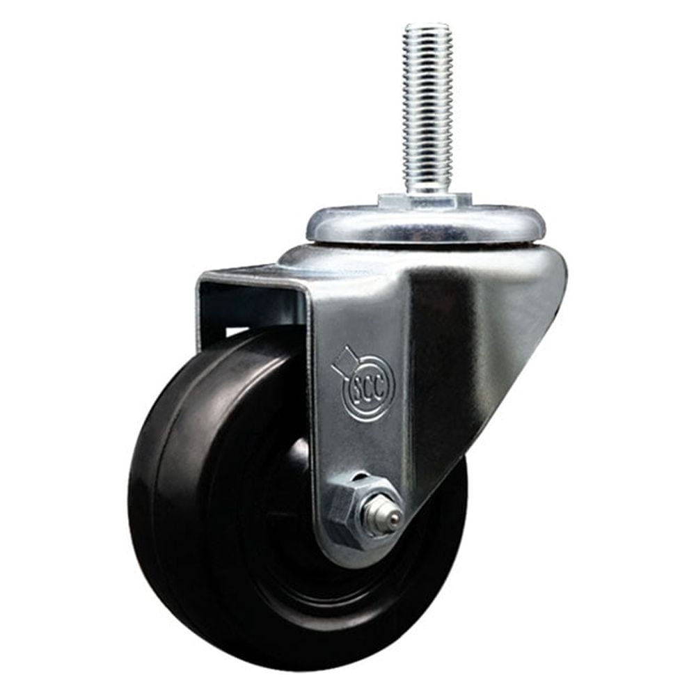 3 Inch Soft Rubber Wheel Swivel 3/4 Inch Threaded Stem Caster Service ...